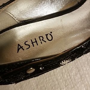 Ashro | Shoes | Ashro Black Sequined Kitten Heels | Poshmark